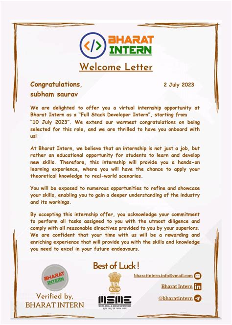 Subham Saurav On Linkedin Bharatintern Internship Webdevelopment