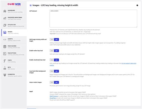 WP Core Web Vitals