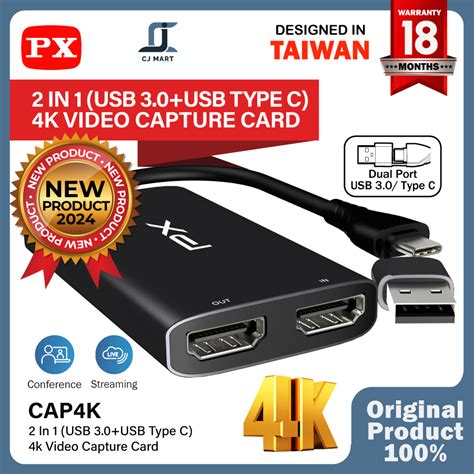 Jual Capture Card HDMI Video Capture USB 3 0 USB Type C Audio PX CAP4K Shopee Indonesia