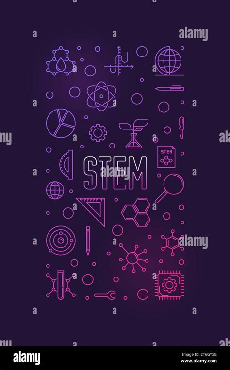 Stem Concept Vertical Minimal Thin Line Purple Banner Science Technology Engineering