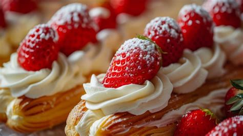 Premium Photo Strawberry Cream Eclairs