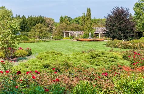 Chicago Botanic Garden The Rose Garden Area With Rose Petal Fountain