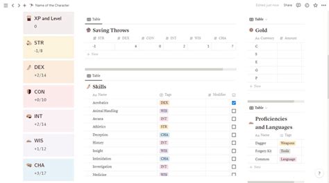 I Created A Dnd Character Sheet Notion Template Hope It Can Be Useful For Some Fellow Nerds