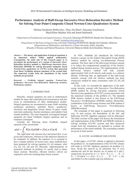 pdf performance analysis of half sweep successive over relaxation