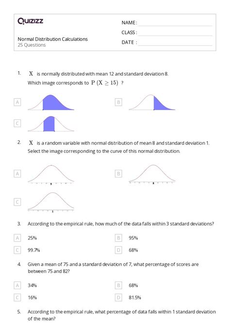 50 Normal Distribution Worksheets For 11th Grade On Quizizz Free And Printable