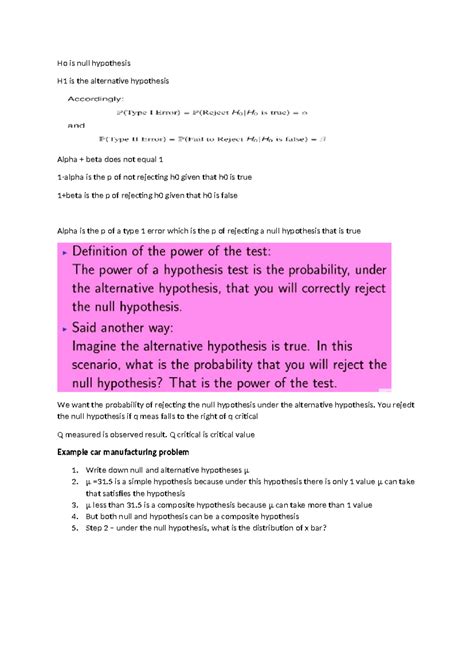 stats week 9 week 9 lecture notes for econ0005 ho is null