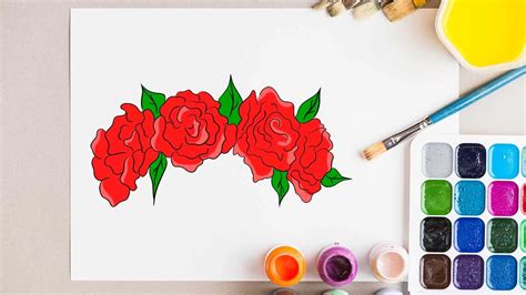 گام به گام روش کشیدن نقاشی تاج گل به صورت ساده برای کودکان