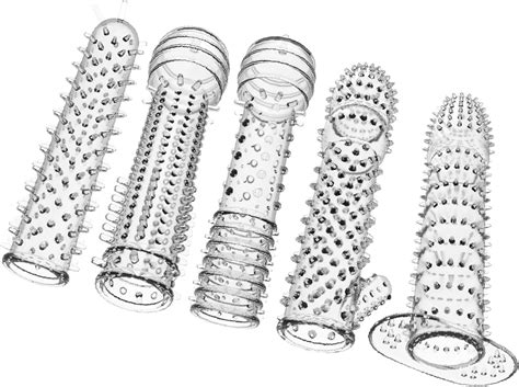 5 Piece Set Cuffs Transparent Sleeve With Stimulating Nubs Extender Sex Toy For Men For