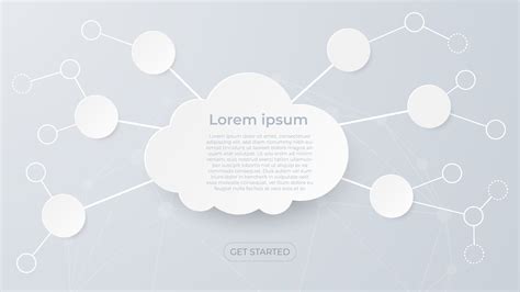 Cloud Computing Technology And Big Data Concept Paper Art With Clouds On White And Grey