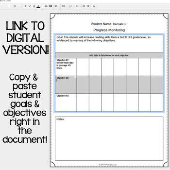 Progress Monitoring Editable Forms By Pathway 2 Success TPT