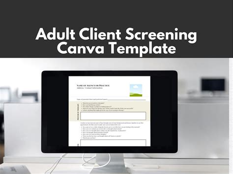 Adult Client Screening Canva Template Client Assessment Worksheet