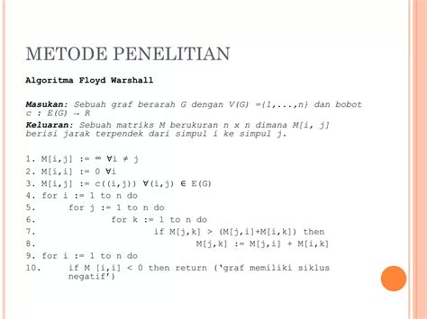 Algoritma Floyd Warshall Dengan Siklus Negatif Ppt