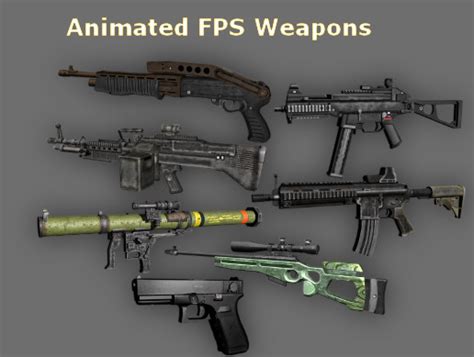 Animated Fps Weapons Pack Part 1 3d Weapons Unity Asset Store