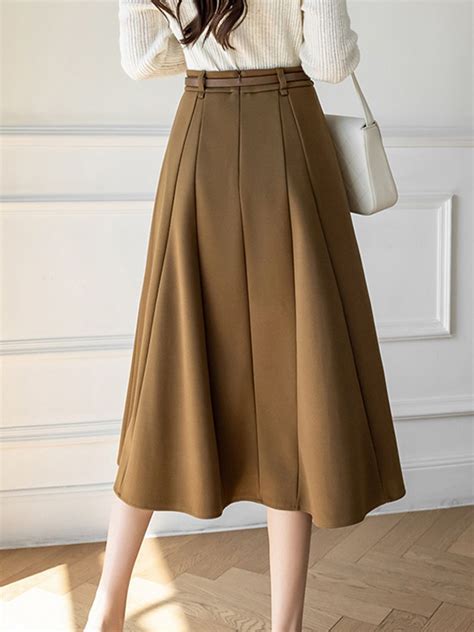 델라 모직 플레어 스커트