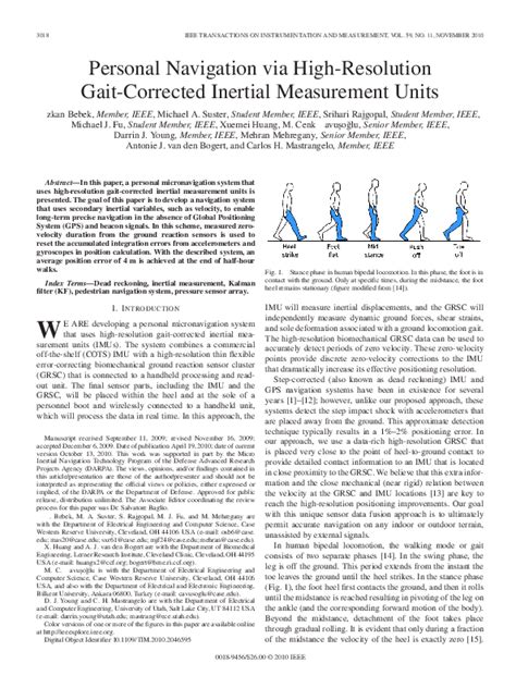 Pdf Personal Navigation Via High Resolution Gait Corrected Inertial Measurement Units