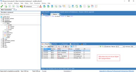 Fungsi Fungsi Sql Pengurutan Sorting Data Sqlyog Modul3 Detivity