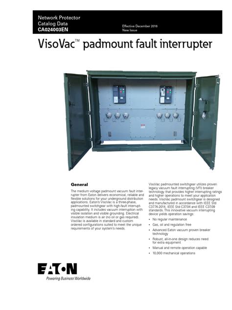 Visovac Pad Mount Fault Interrupter Catalog Ca024003en Pdf Switch Electric Power