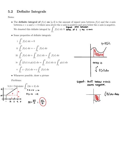 52 Definite Integrals 5 Definite Integrals Notes