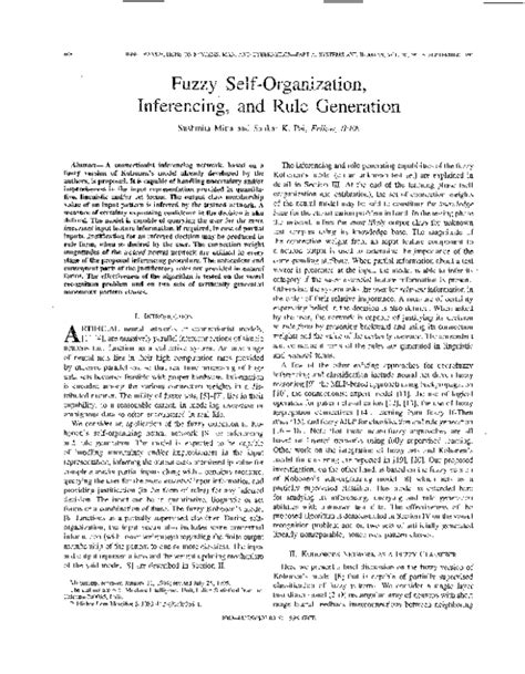Pdf Fuzzy Self Organization Inferencing And Rule Generation