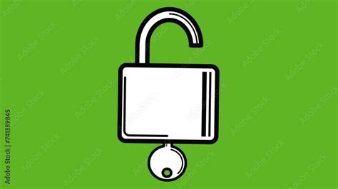 Animated Video Of A Lock Icon Opening Using A Key Simple Icon Illustration Design On Green