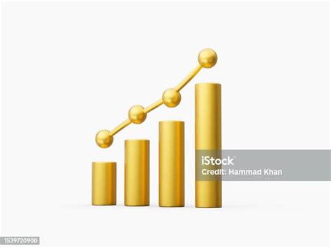 3d 황금 사업 성장 또는 재정 진행 통계 그래프 기호 아이콘 3d 그림 3차원 형태에 대한 스톡 사진 및 기타 이미지 3차원 형태 돈벌이 차트 Istock