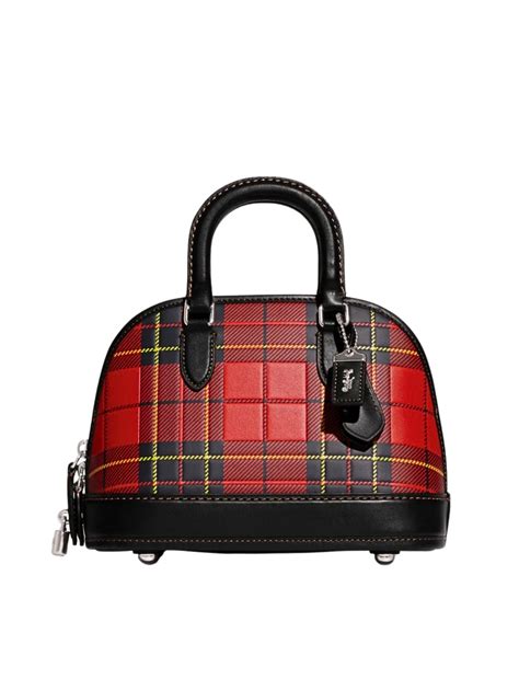 Coach Revel Bag 24 With Plaid Print Sport Red Multi Balilene
