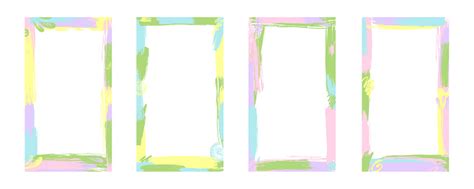 텍스트를 위한 장소가 있는 소셜 미디어를 위한 손으로 그린 컬러 브러시 스트로크 프레임 국경에 대한 스톡 벡터 아트 및 기타