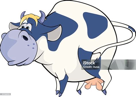 Kartun Sapi Biru Bahagia Ilustrasi Stok Unduh Gambar Sekarang Ambing Avatar Gambar
