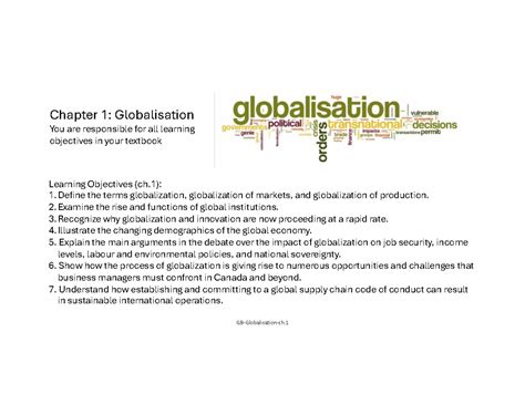 Chapter 1 Globalisation Key Learning Objectives And Insights Studocu