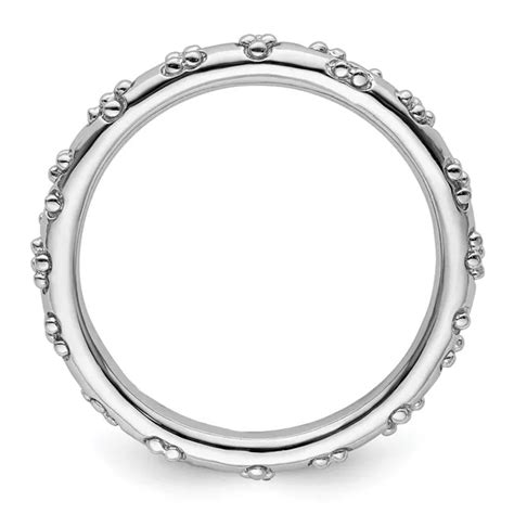 Dropship Sterling Silver Stackable Expressions Rhodium Textured Ring To