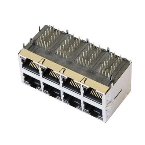 China B59 36 05 W 4641 C12 Multi Port Rj45 2x4 Female Connector With Leds Lpje47011a China