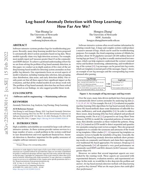 Pdf Log Based Anomaly Detection With Deep Learning How Far Are We