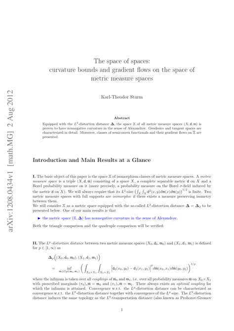 Pdf The Space Of Spaces Curvature Bounds And Gradient Flows On The Space Of Metric Measure Spaces