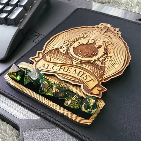 Wooden Wizard Dnd Coaster And Dice Holder Set Wizard Other Characters Available In Our Shop