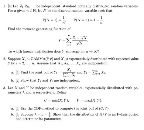Solved 1 4 Let Z₁ Z2 be independent standard Chegg
