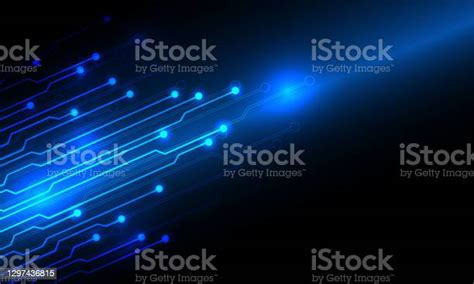 추상적인 블루 테크놀로지 회로 라인 에너지 라이트 빈 공간 디자인 현대 미래 벡터 배경 일러스트 0명에 대한 스톡 벡터 아트 및