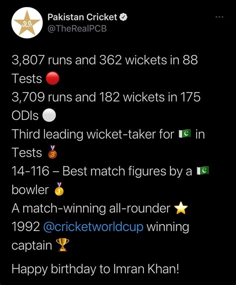 Another Look At Imran Khans Career Numbers As He Turns 70 Rcricket