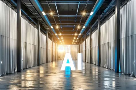 Futuristic Ai Data Visualization With Glowing Elements In High Tech Environment Stock