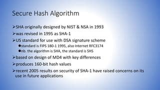 Information And Network Security Secure Hash Algorithm Ppt
