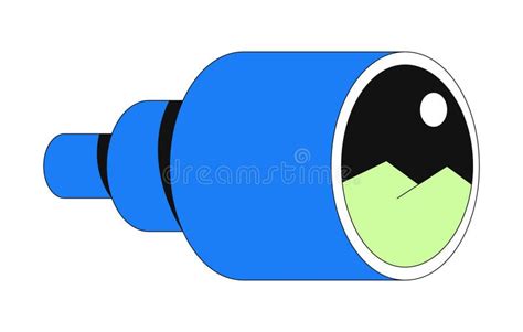 Observation Through Telescope 2d Cartoon Object Stock Vector