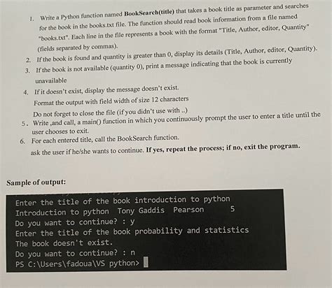 1 Write A Python Function Named BookSearch StudyX