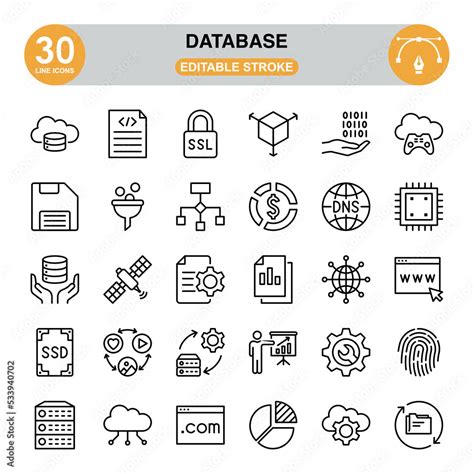 Database Icon Set Editable Stroke Pixel Perfect Icon Set Contains Such Icons As Data Big