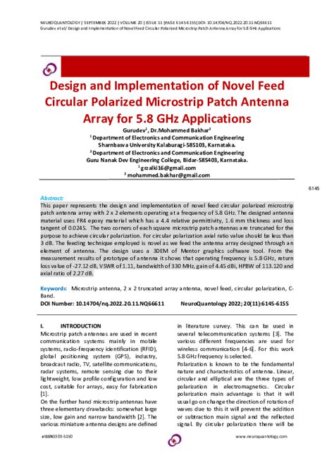 Pdf Design And Implementation Of Novel Feed Circular Polarized Microstrip Patch Antenna Array