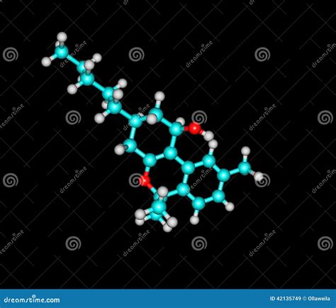 Tetrahydrocannabinol Molecular Structure On Black Background Royalty Free Cartoon