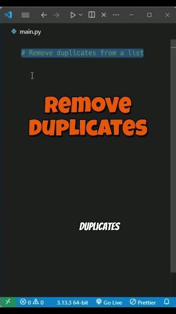 Remove Duplicates From A List In Python In 3 Seconds 🔥 Shorts
