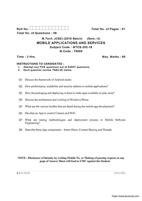 Mtech 3 Sem Cse Mobile Applications And Services 76509 Dec 2020 1 M