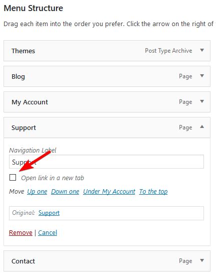 How To Open Wordpress Menu In A New Tab Gretathemes