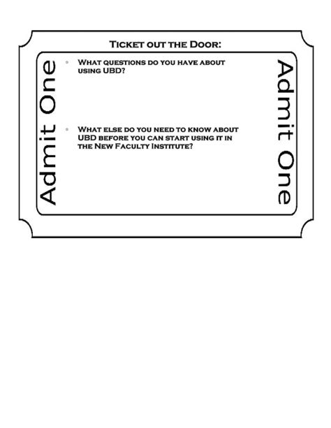 Printable Editable Exit Ticket Template