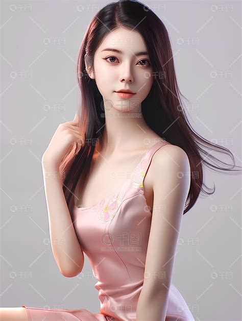 3dai数字艺术 穿粉红色裙子的漂亮女孩3d渲染 3d素材免费下载png格式2784像素编号70214744 千图网