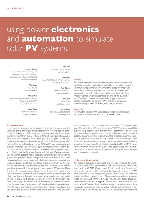 Pdf Using Power Electronics And Automation To Simulate Solar Pv Systems